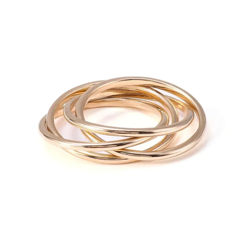 Enchanting Yellow Gold Interlocking Rings - Aurora Geometry