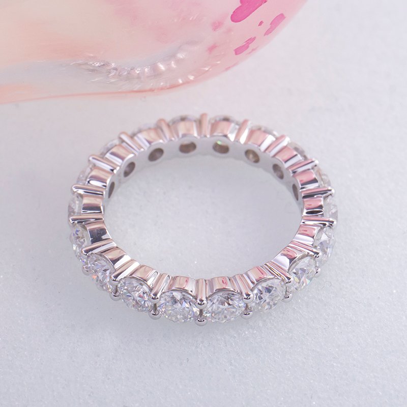 All-Around Band Ring set with 3.5mm Round Moissanite - Aurora Geometry
